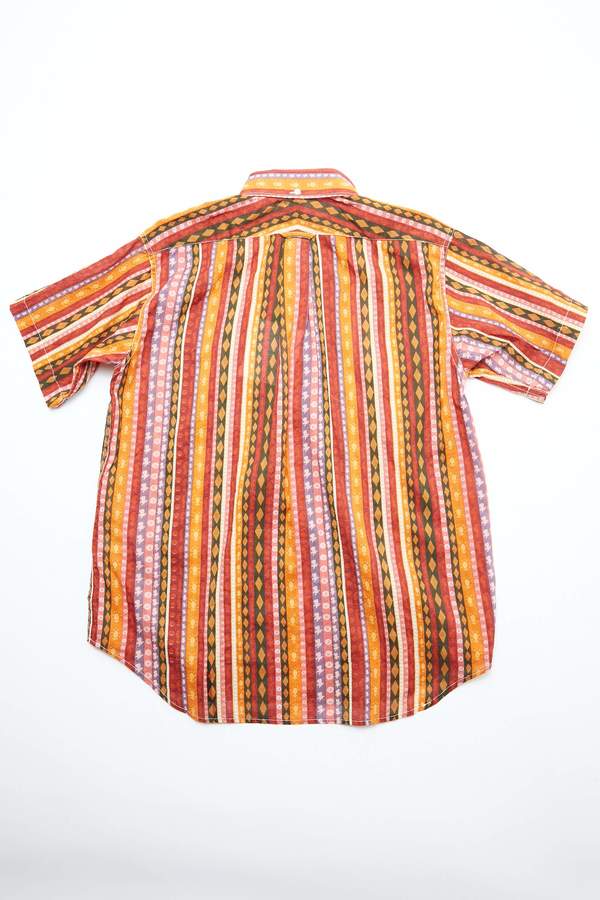 Engineered Garments Cotton Popover BD Shirt - Orange Lawn Batik Stripe ...