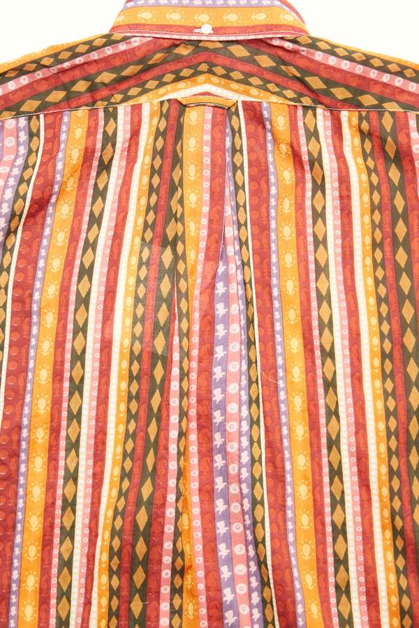 Engineered Garments Cotton Popover BD Shirt - Orange Lawn Batik Stripe ...
