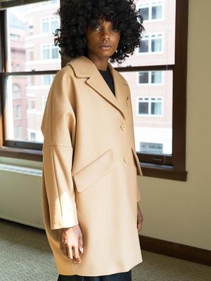 MM6 Maison Margiela Oversized Cocoon Coat - Camel | Garmentory