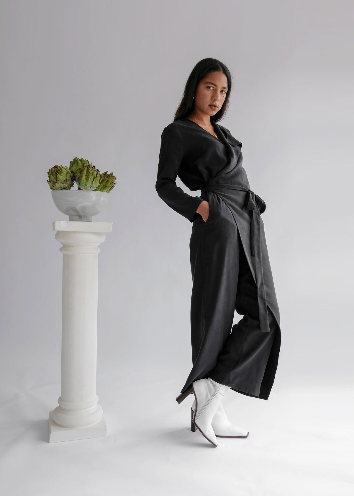 OhSevenDays The Wednesday Onesie Wrap Long Sleeve Belted Jumpsuit ...
