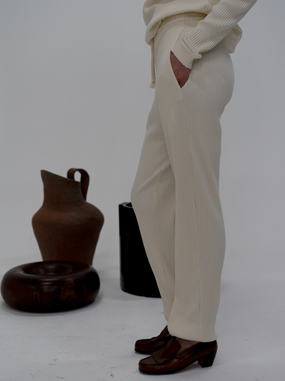 Baserange Rib Sweatpants, Off White | Garmentory