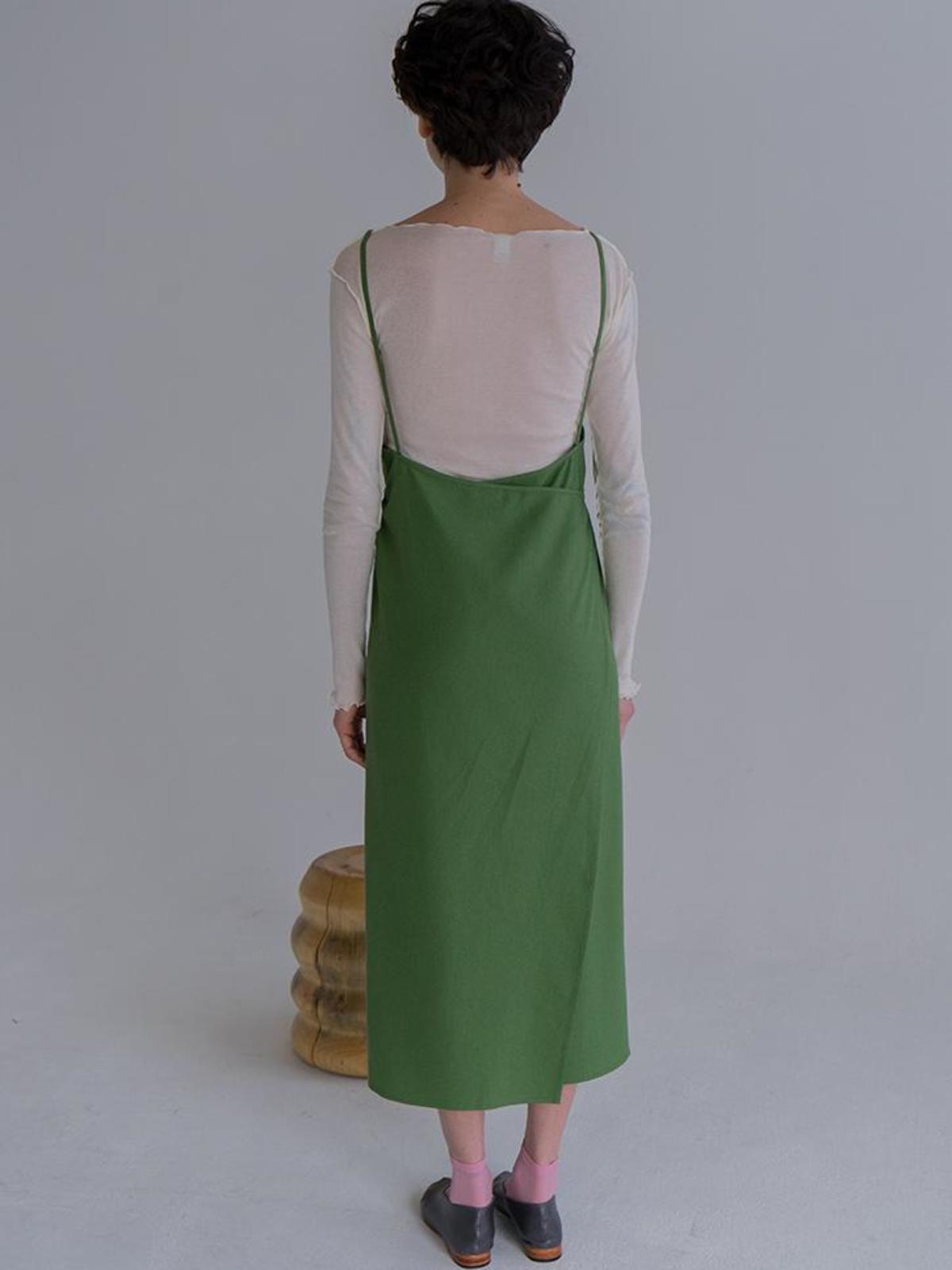 Baserange Yumi Apron Dress - Sun Moss Green | Garmentory