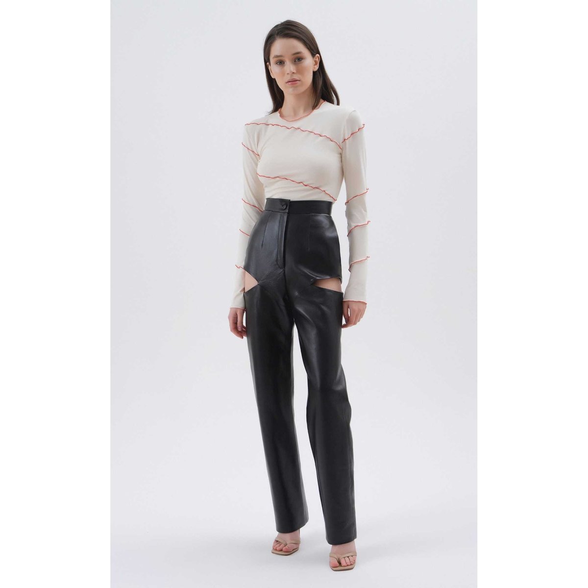 Matériel Faux Leather Cut Out Pant | Garmentory