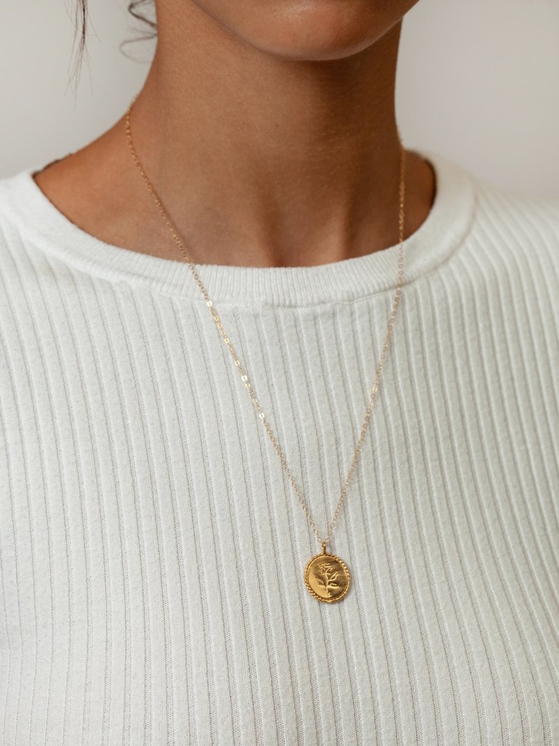 Wolf Circus Rose Coin Necklace - 14k Gold plated/bronze/gold filled ...