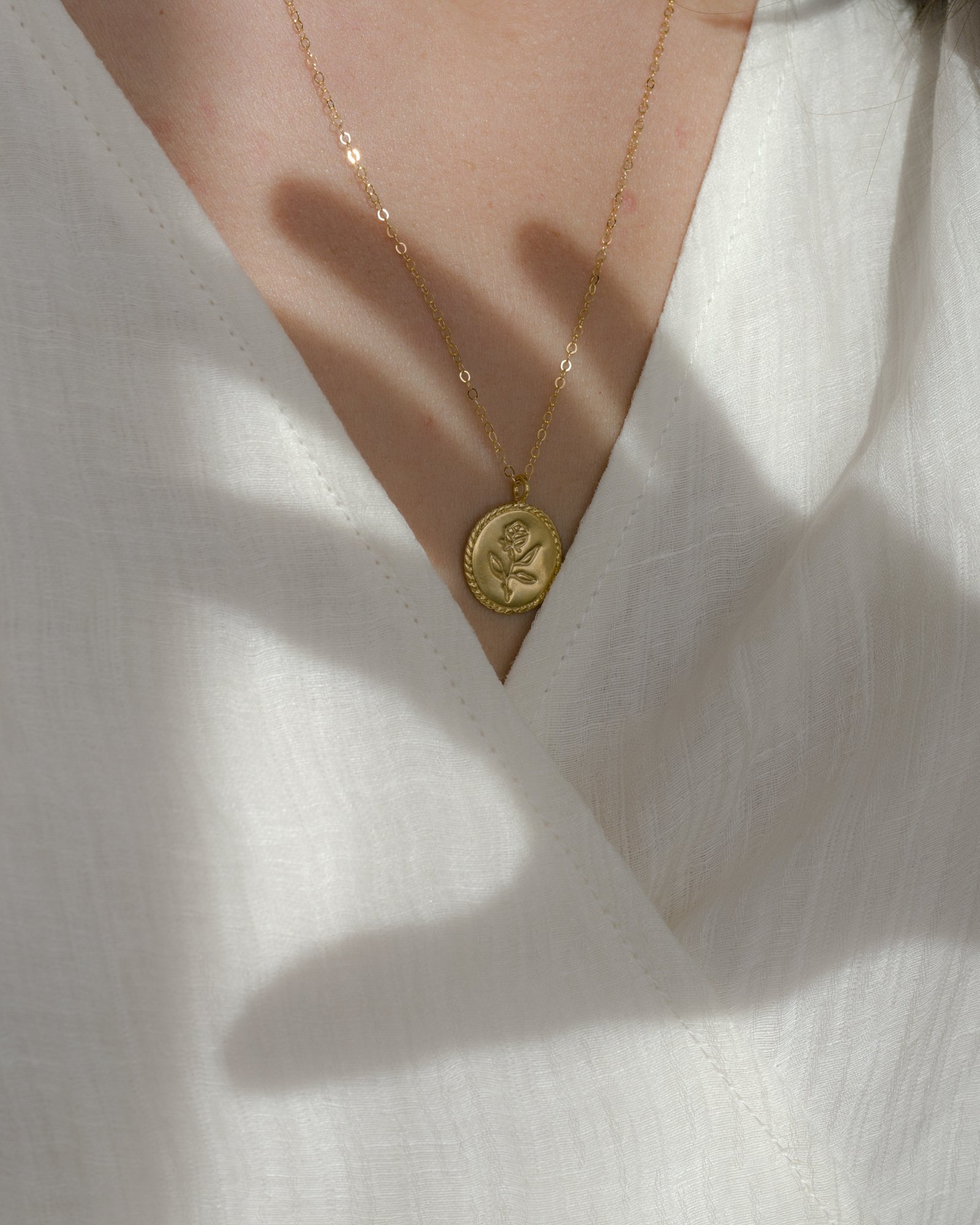 Wolf Circus Rose Coin Necklace - 14k Gold plated/bronze/gold filled ...