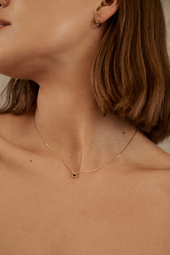 BRIE LEON 925 Redondo Drop Necklace - Gold/Black | Garmentory