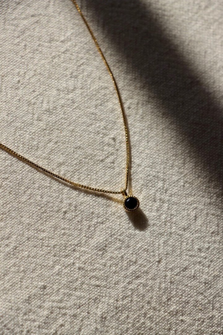 BRIE LEON 925 Redondo Drop Necklace - Gold/Black | Garmentory