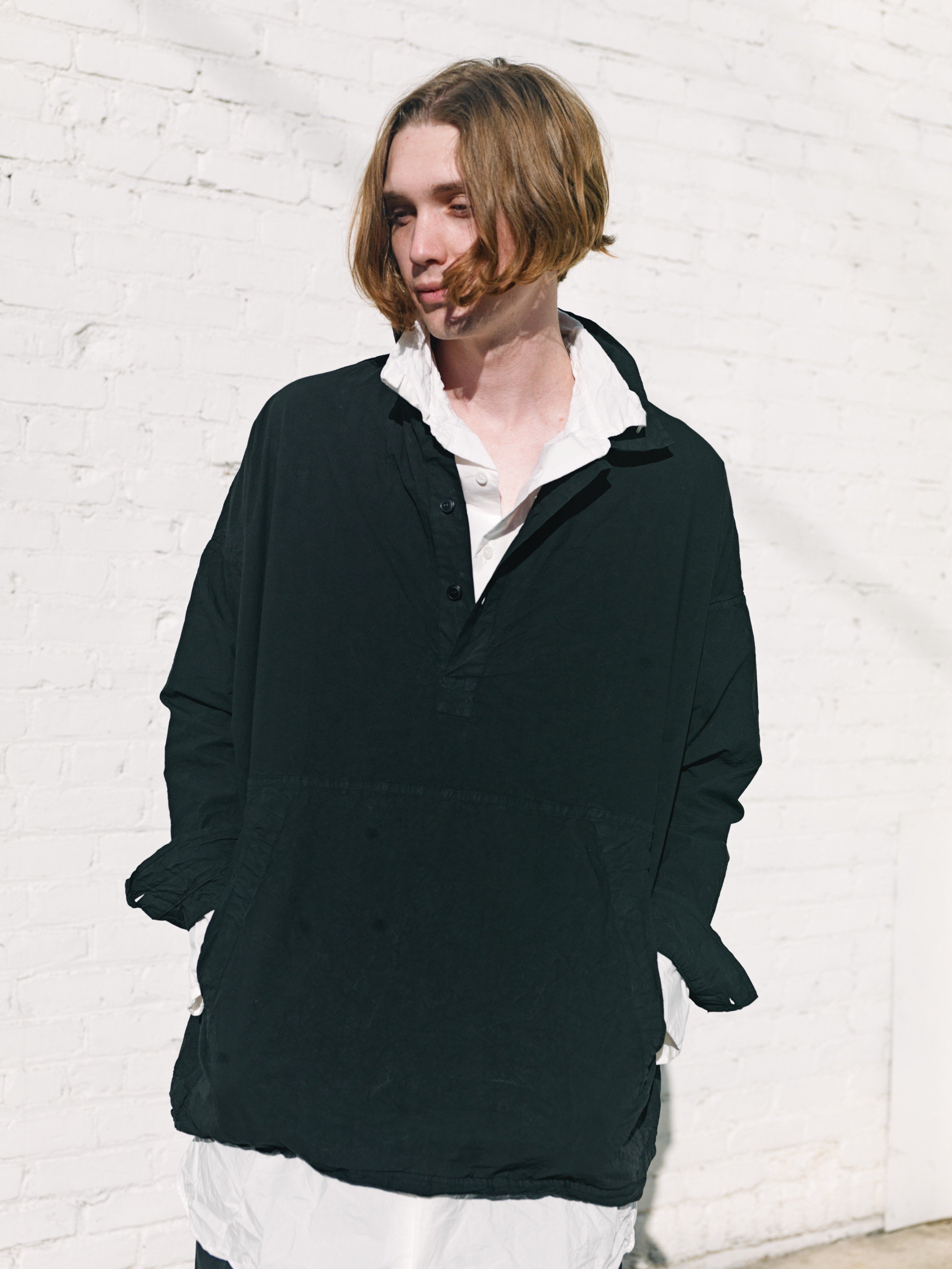 Casey Casey Cotton Cropped Pullover Tedy Top - Black Washed | Garmentory