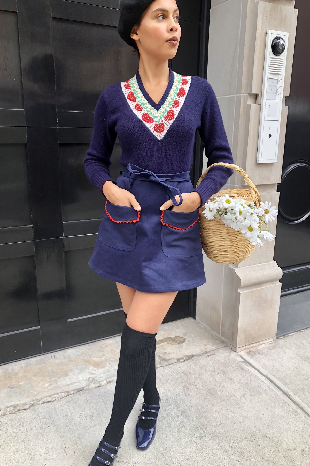 Cloak & Dagger Birkin Vintage Rick Rack Mini Skirt - Blue | Garmentory