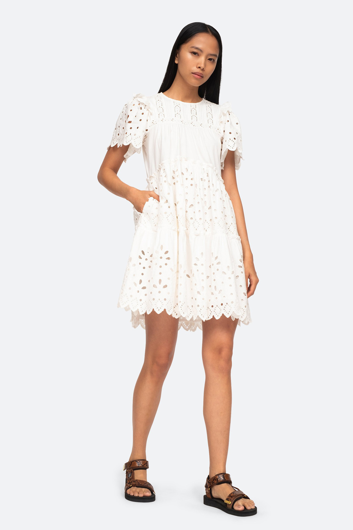 SEA NY Hazel Eyelet Tiered Tunic - White | Garmentory