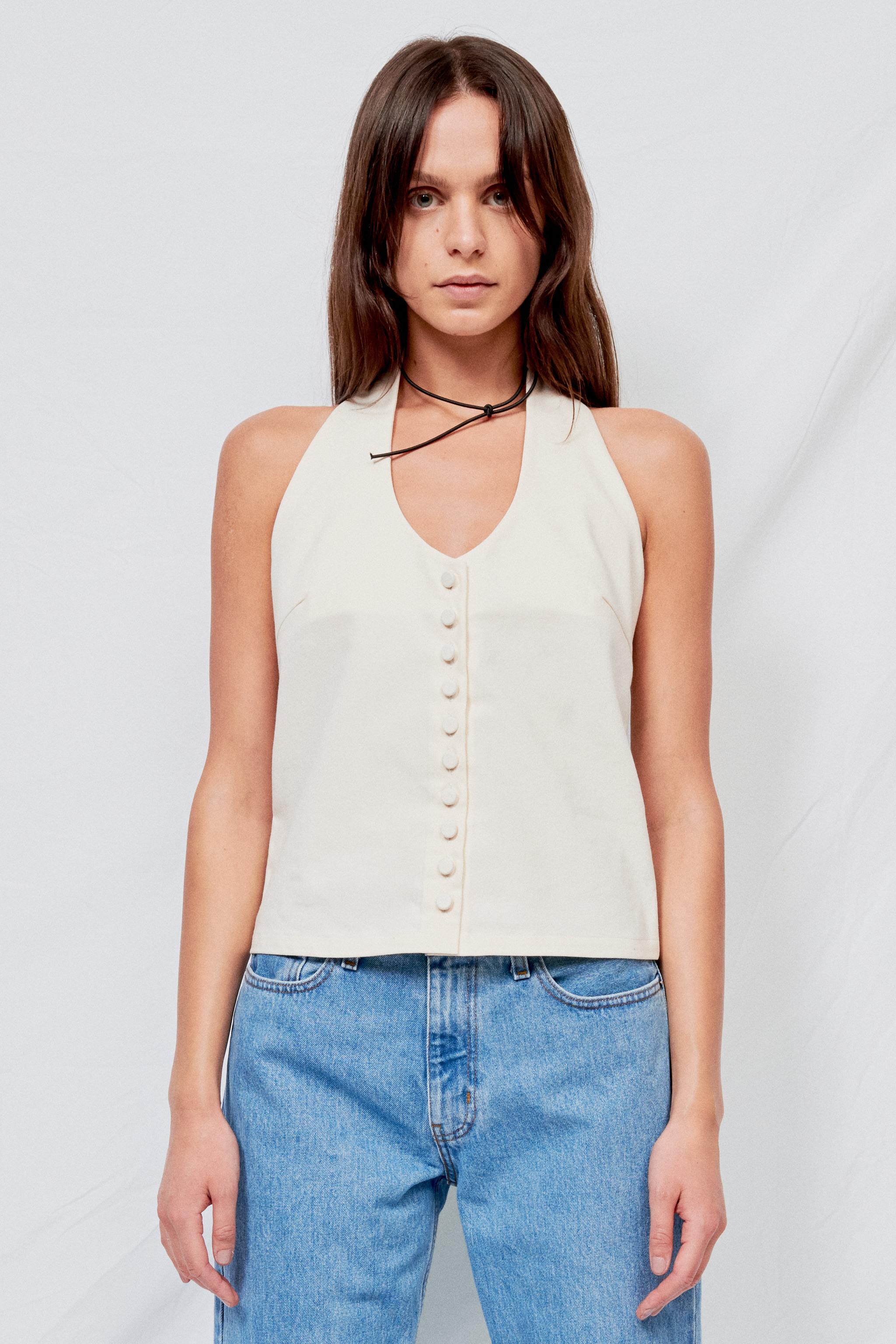Assembly Twill Halter Top - Cream | Garmentory