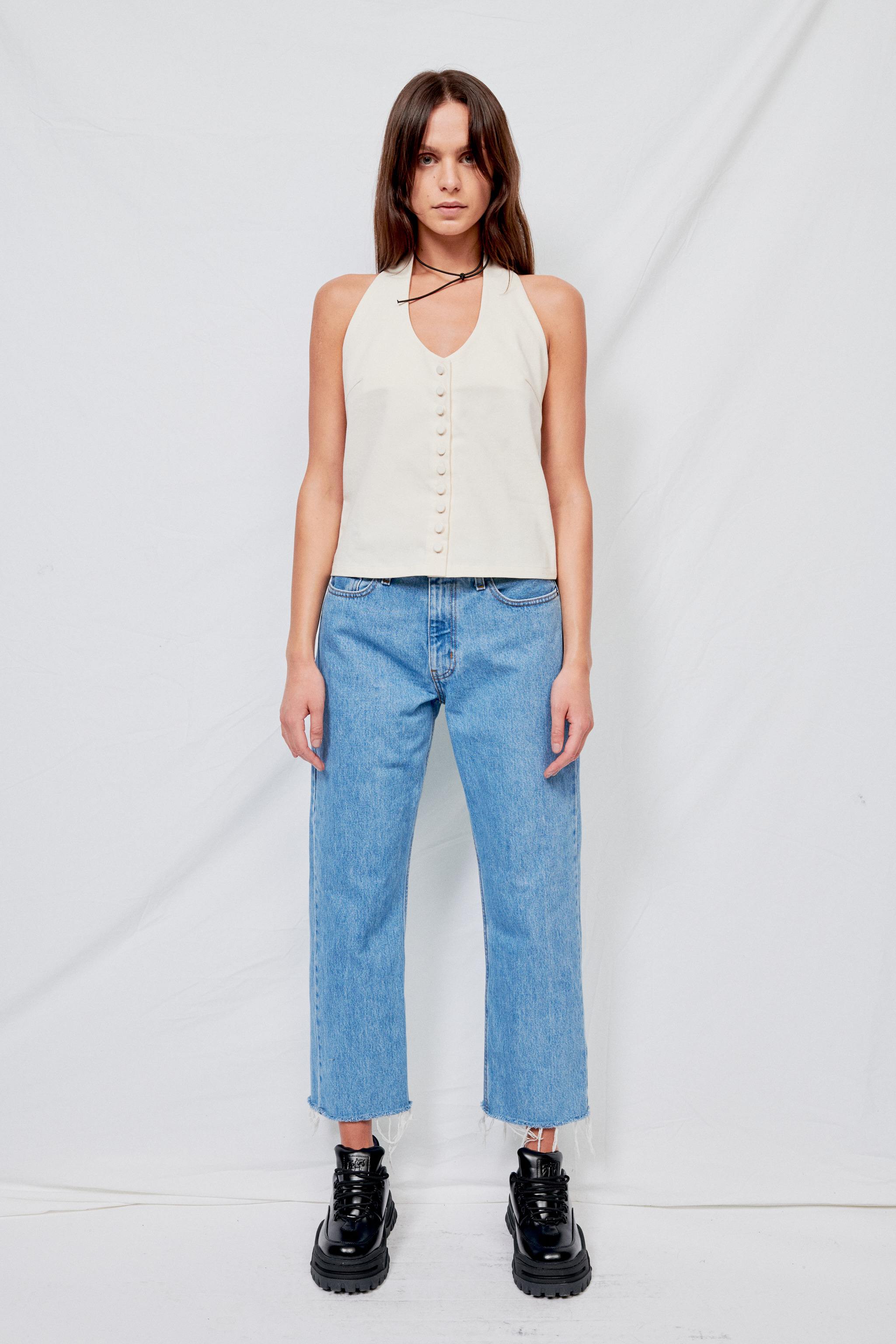 Assembly Twill Halter Top - Cream | Garmentory