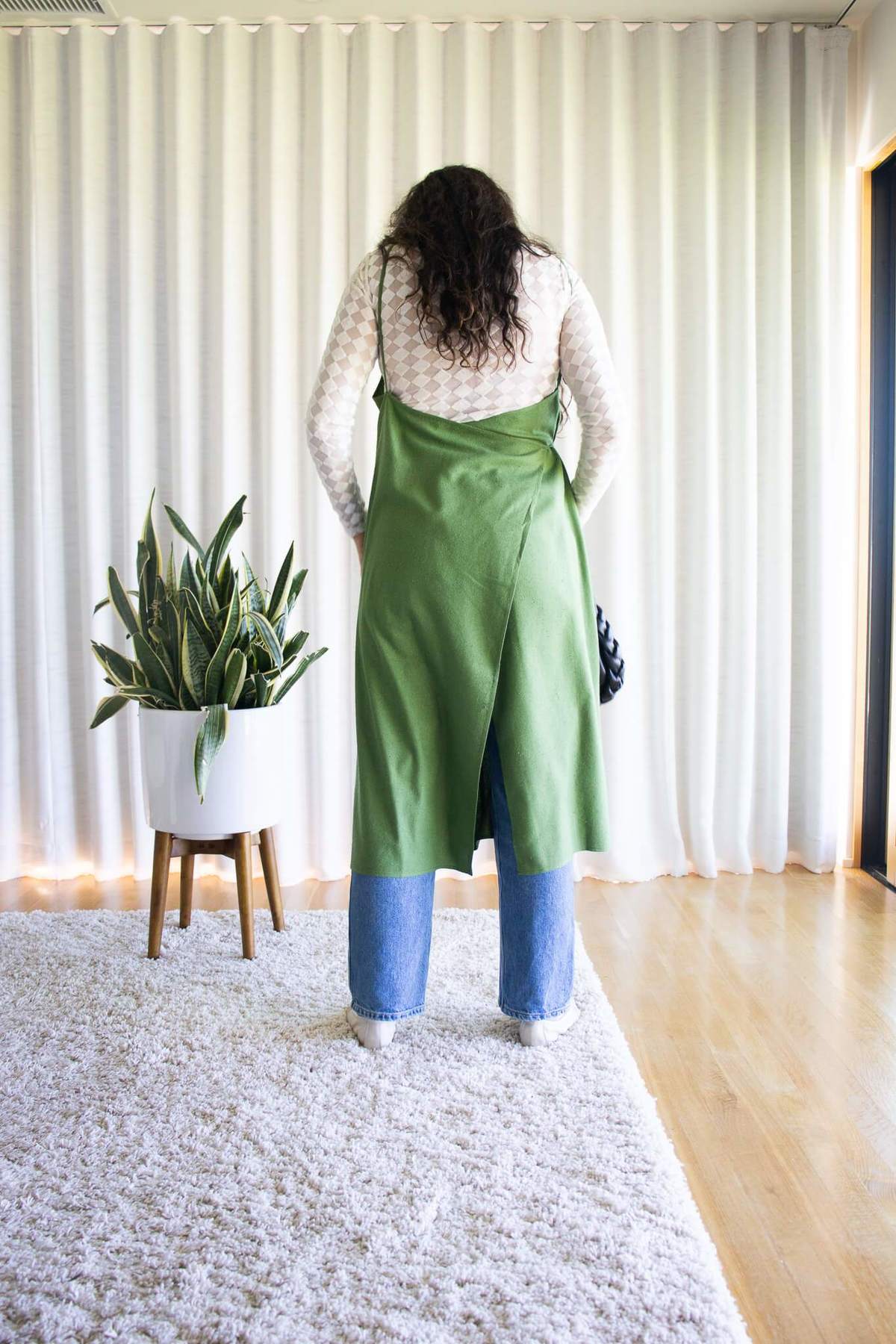 Baserange Yumi Apron Dress - Sun Moss Green | Garmentory