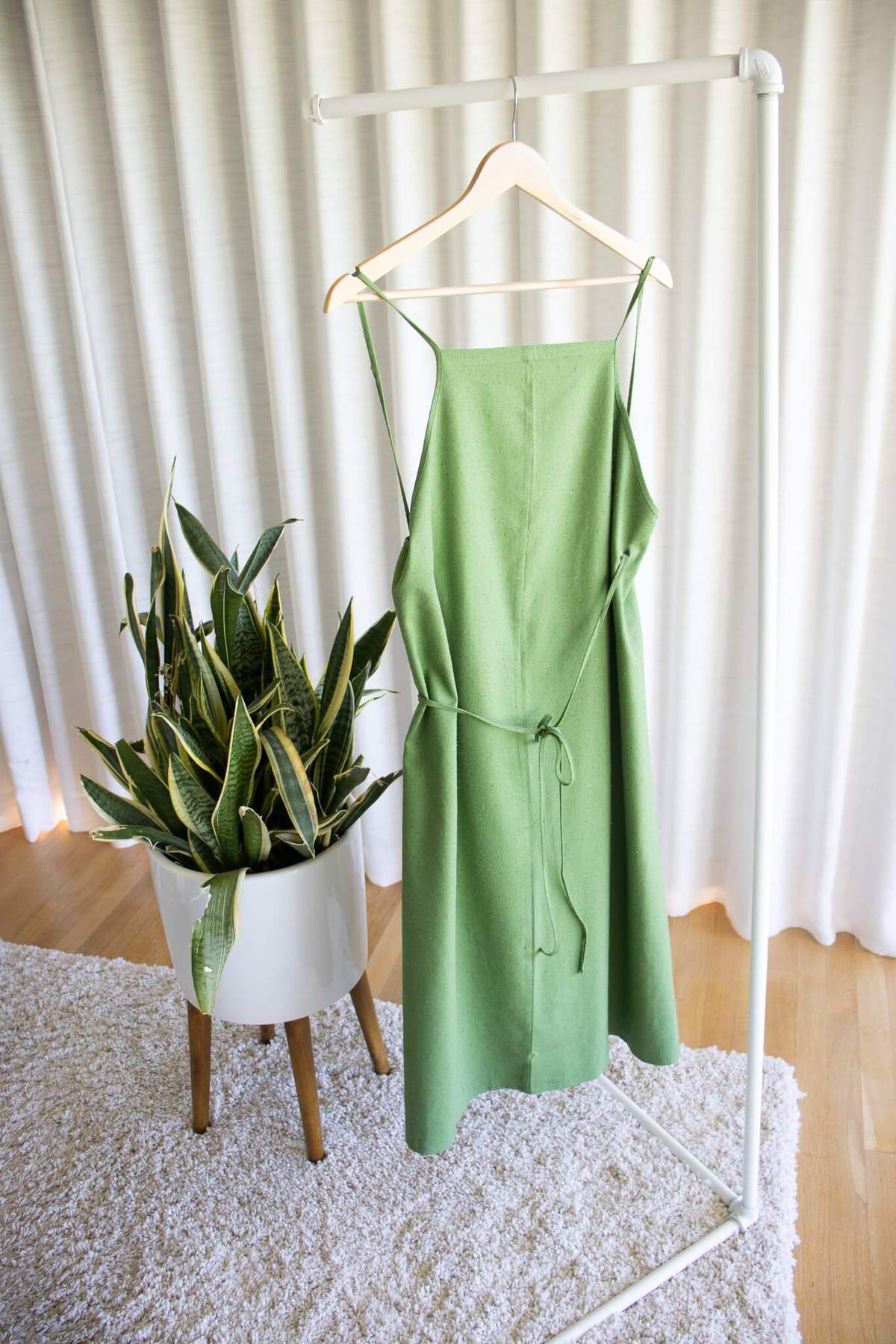 Baserange Yumi Apron Dress - Sun Moss Green | Garmentory