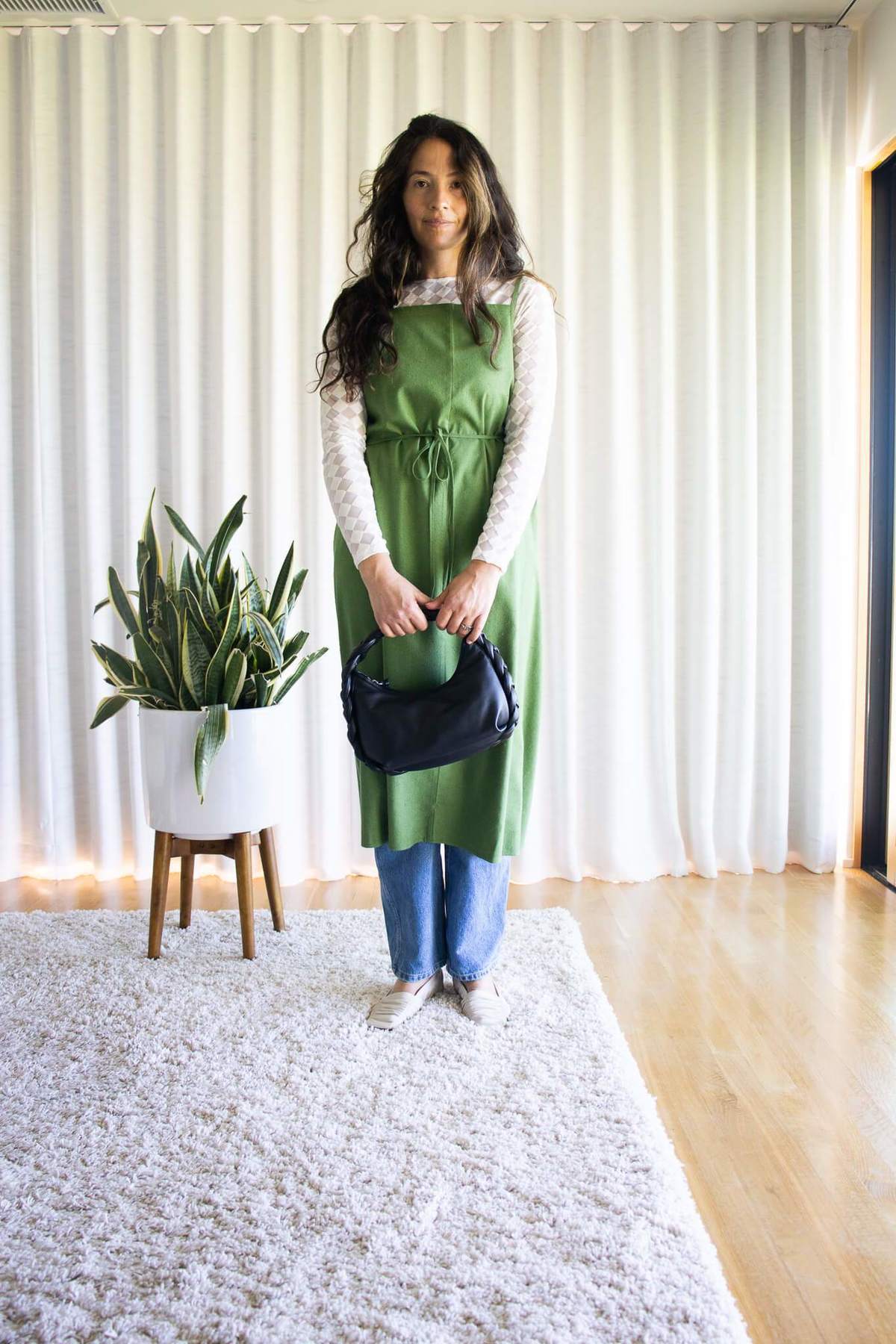 Baserange Yumi Apron Dress - Sun Moss Green | Garmentory