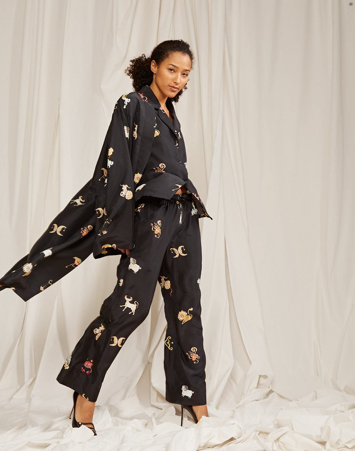 Cynthia Rowley Zodiac Silk Robe - Zodiac | Garmentory