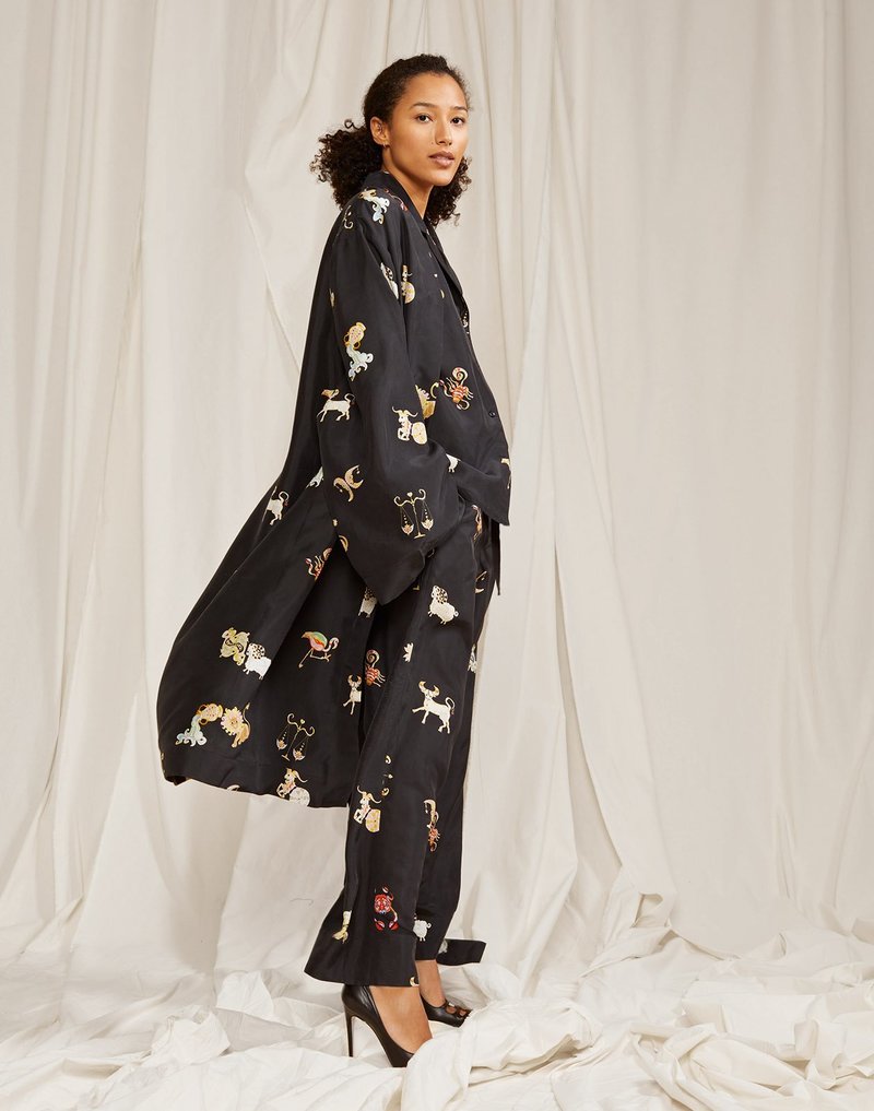 Cynthia Rowley Zodiac Silk Robe - Zodiac | Garmentory