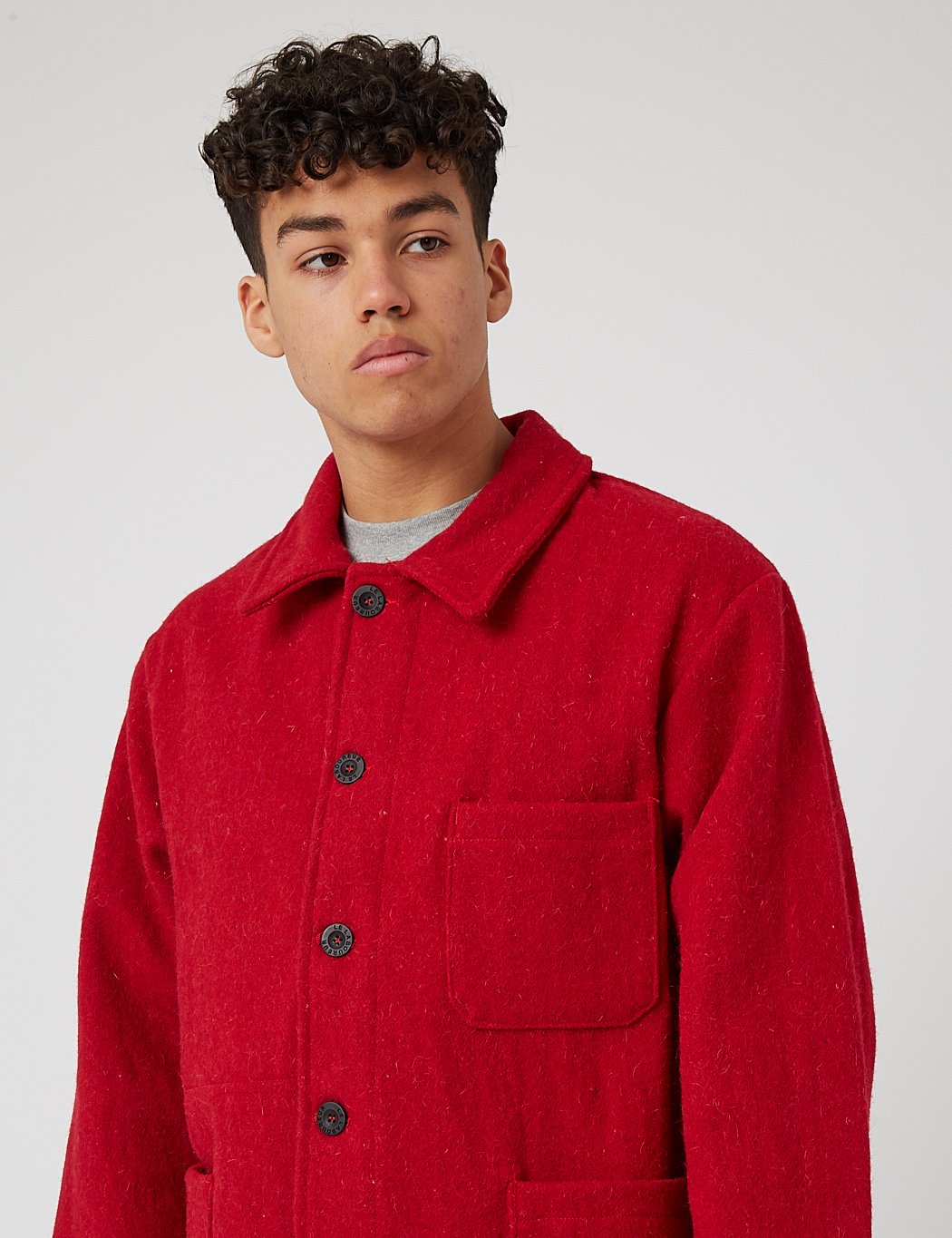 Le Laboureur Wool Work Jacket - Red | Garmentory