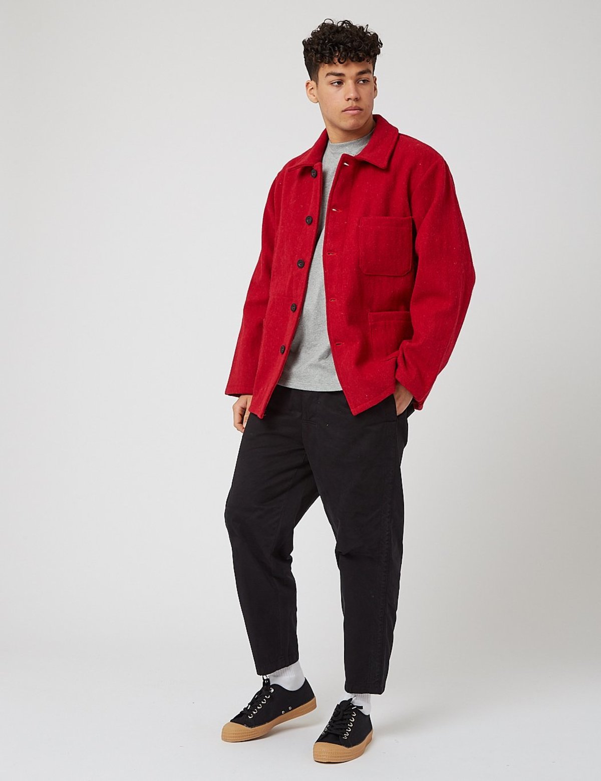 Le Laboureur Wool Work Jacket - Red | Garmentory