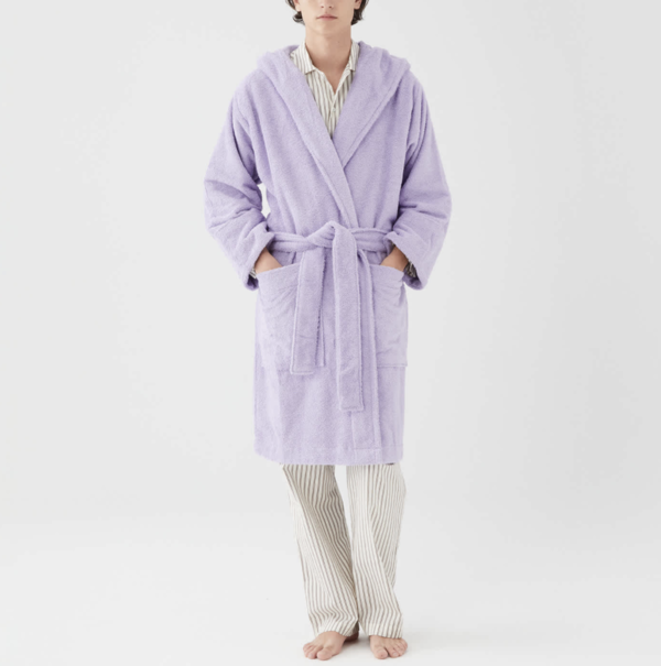 TEKLA Hooded Terry Bathrobe - Lavender | Garmentory