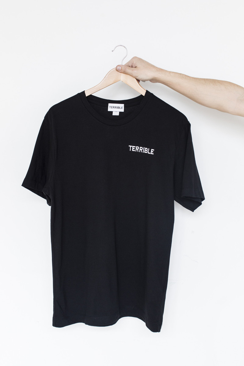 Terrible Records Cotton Embroidered T-shirt - Black | Garmentory