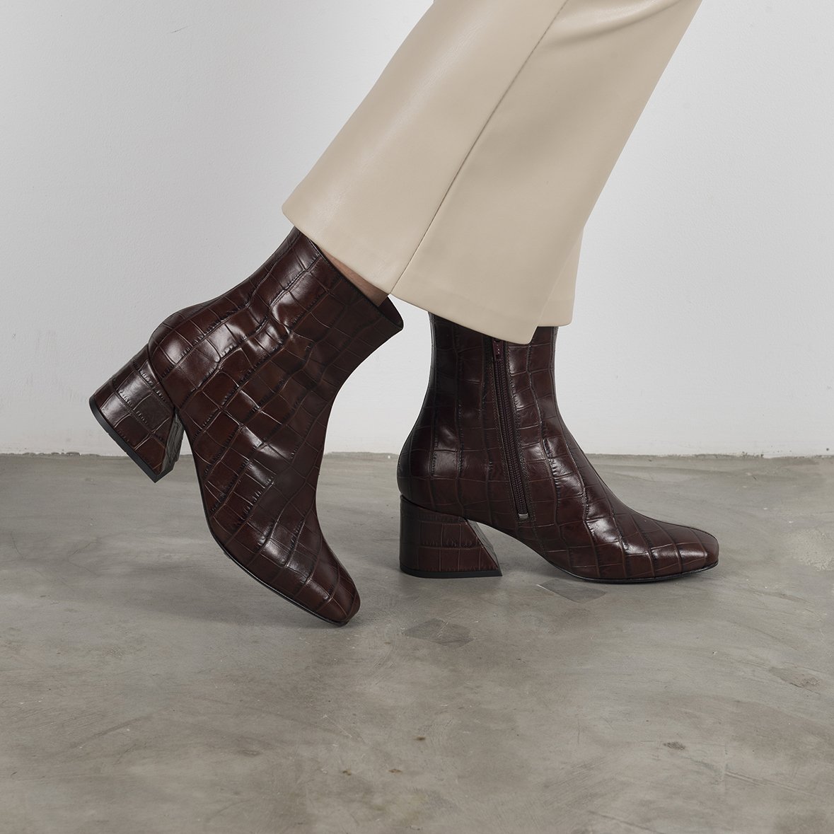 UF DORIC Leather Square Toe Boots - Brown | Garmentory