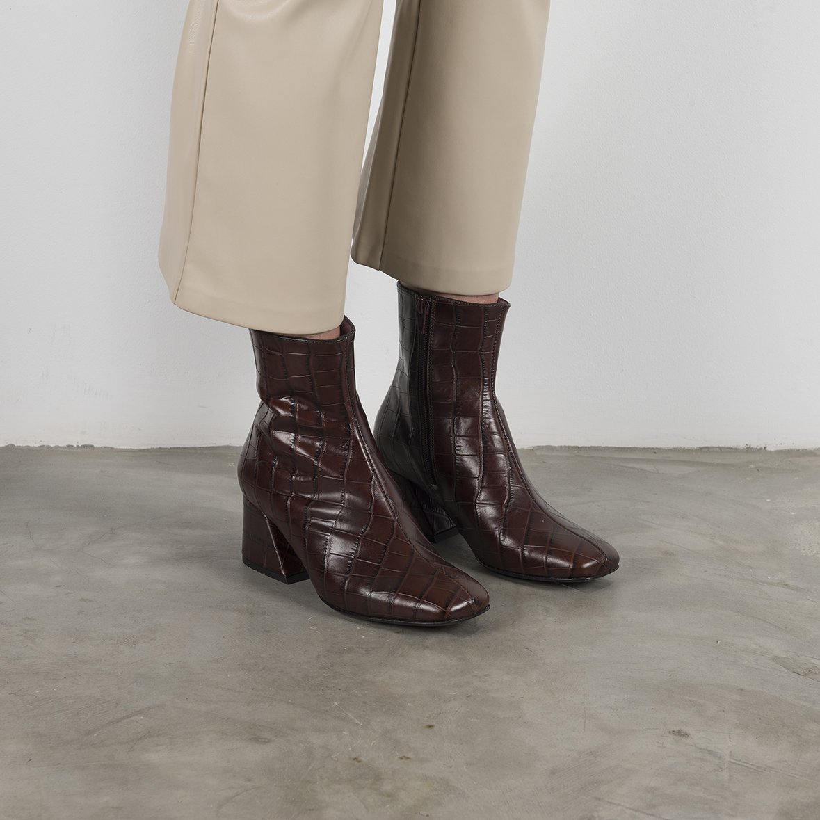 UF DORIC Leather Square Toe Boots - Brown | Garmentory