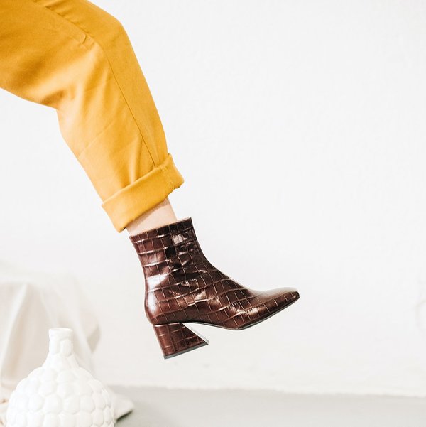 UF DORIC Leather Square Toe Boots - Brown | Garmentory