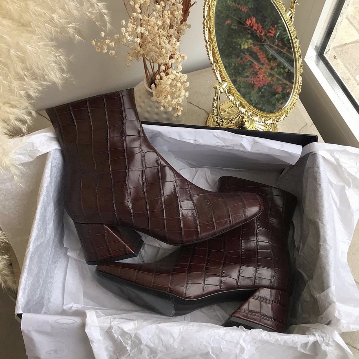 UF DORIC Leather Square Toe Boots - Brown | Garmentory