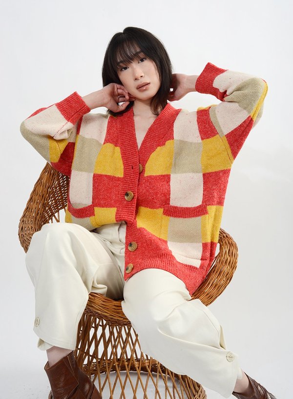 Meg Square Cardigan - Checkerboard | Garmentory