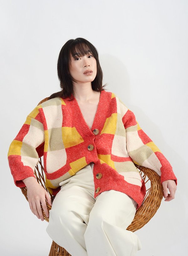 Meg Square Cardigan - Checkerboard | Garmentory