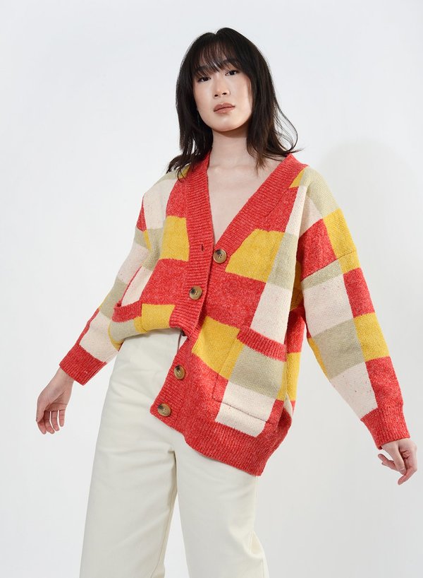 Meg Square Cardigan - Checkerboard | Garmentory