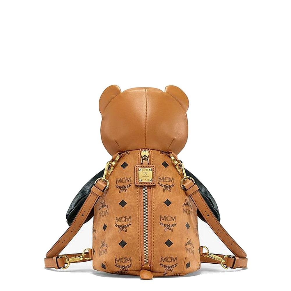 MCM Zoo Visetos Mix Bear Backpack Mini - Cognac | Garmentory