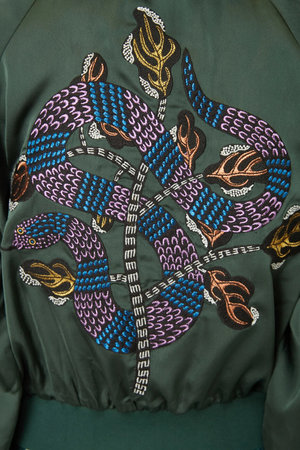 Gorman x Camilla Perkins Slinky Bomber Jacket - Green/Print | Garmentory