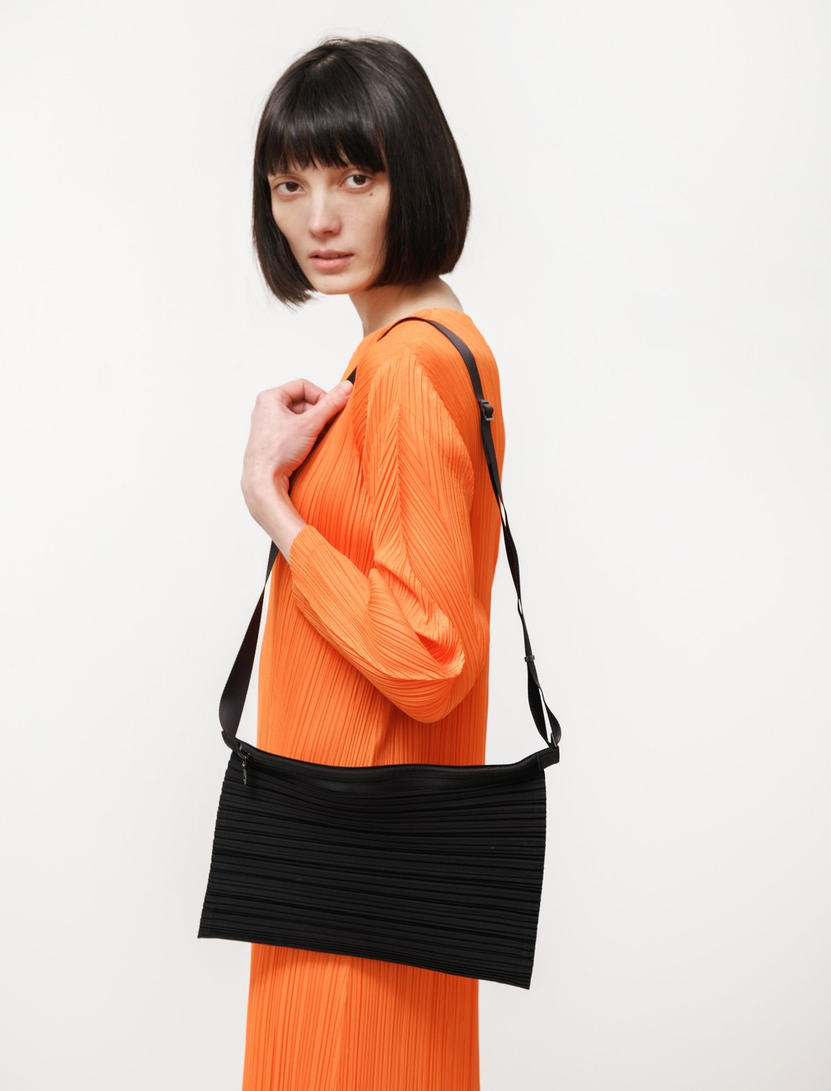 Pleats Please by Issey Miyake Pleats Saccoche Bag - Black | Garmentory