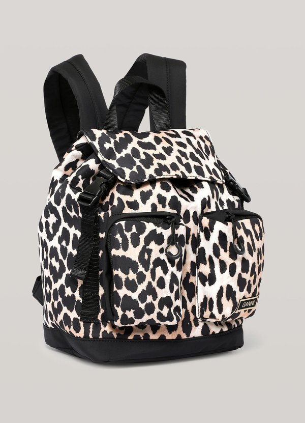 Ganni Recycled Tech Fabric Small Backpack - Leopard | Garmentory