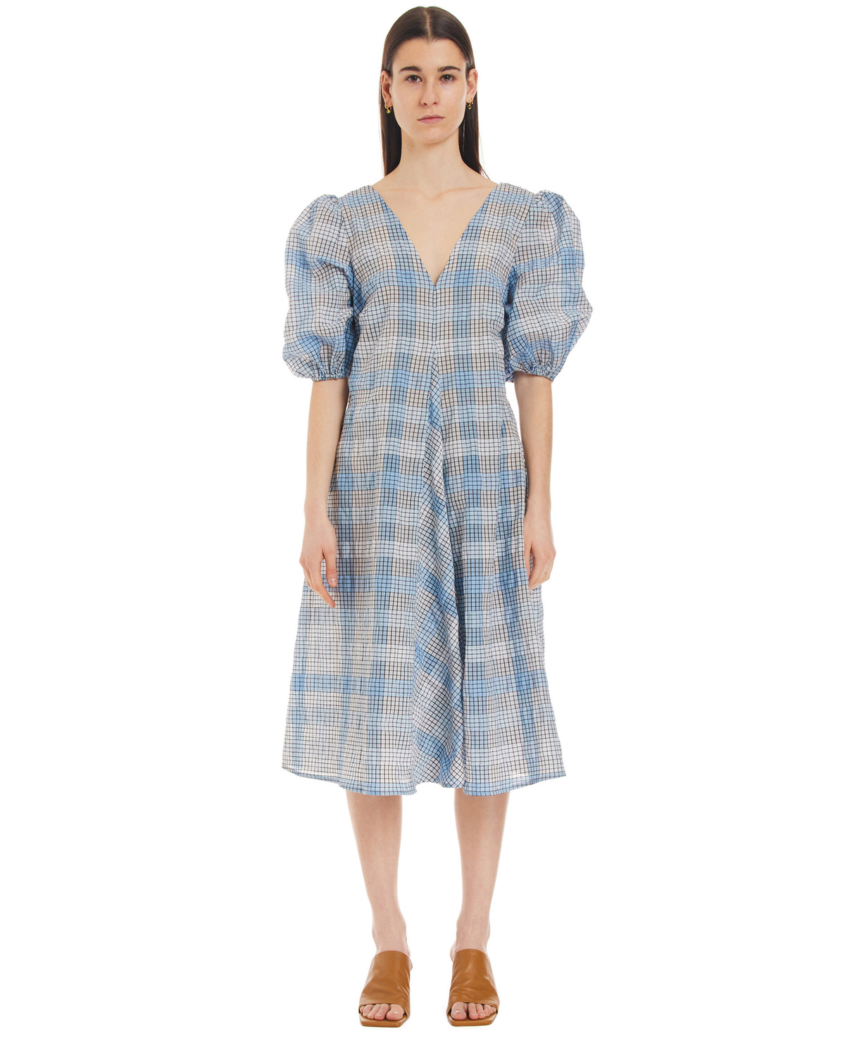 Ganni Dress - Plaid Blue | Garmentory