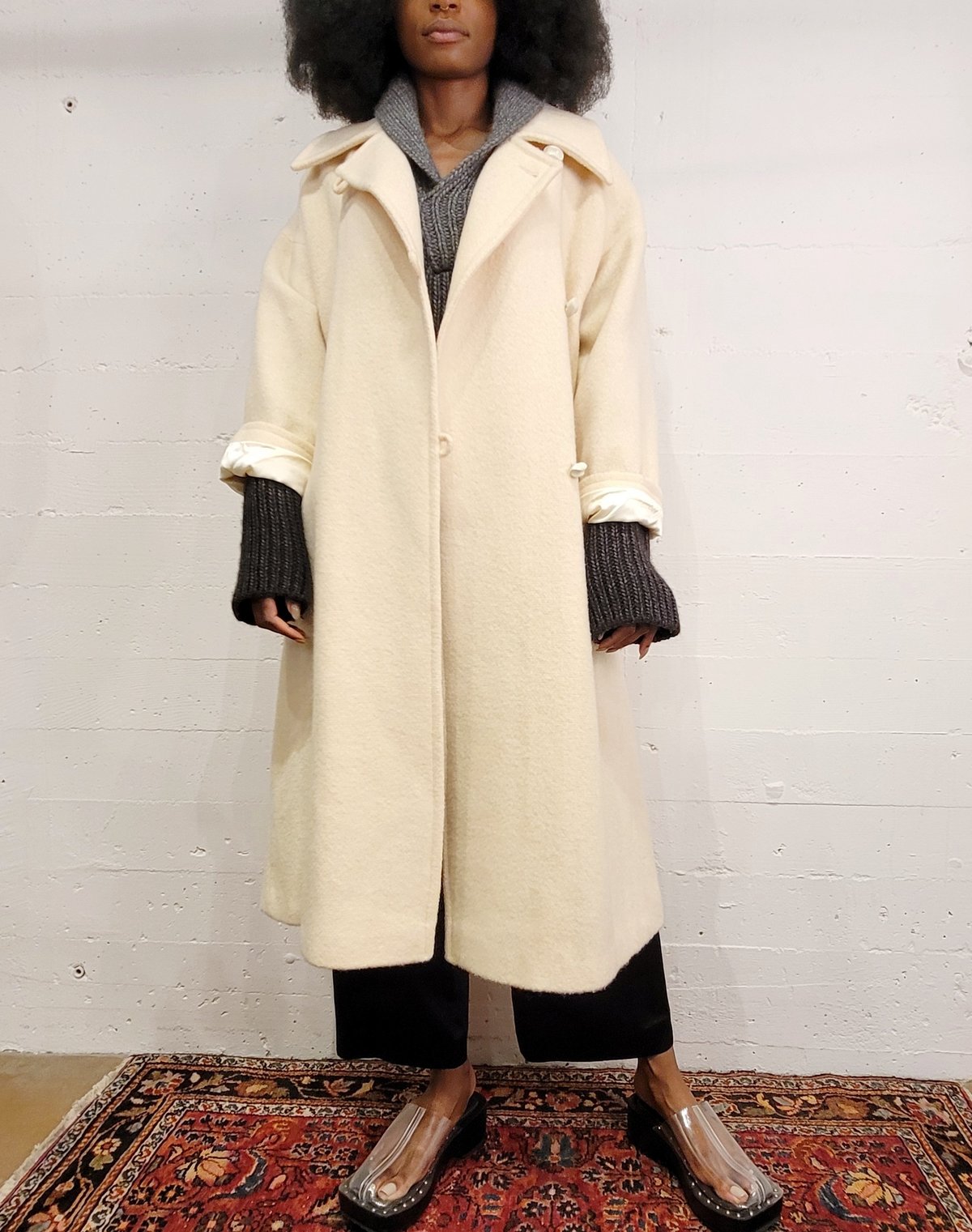 Vintage Wool Oversized Cloud Coat - Cream | Garmentory