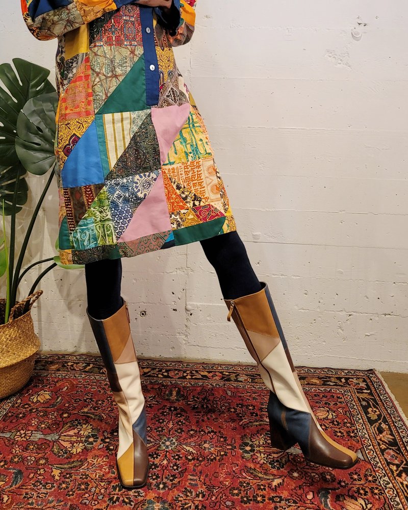 Alohas North Blue Geometric Patchwork Boots - Prints | Garmentory