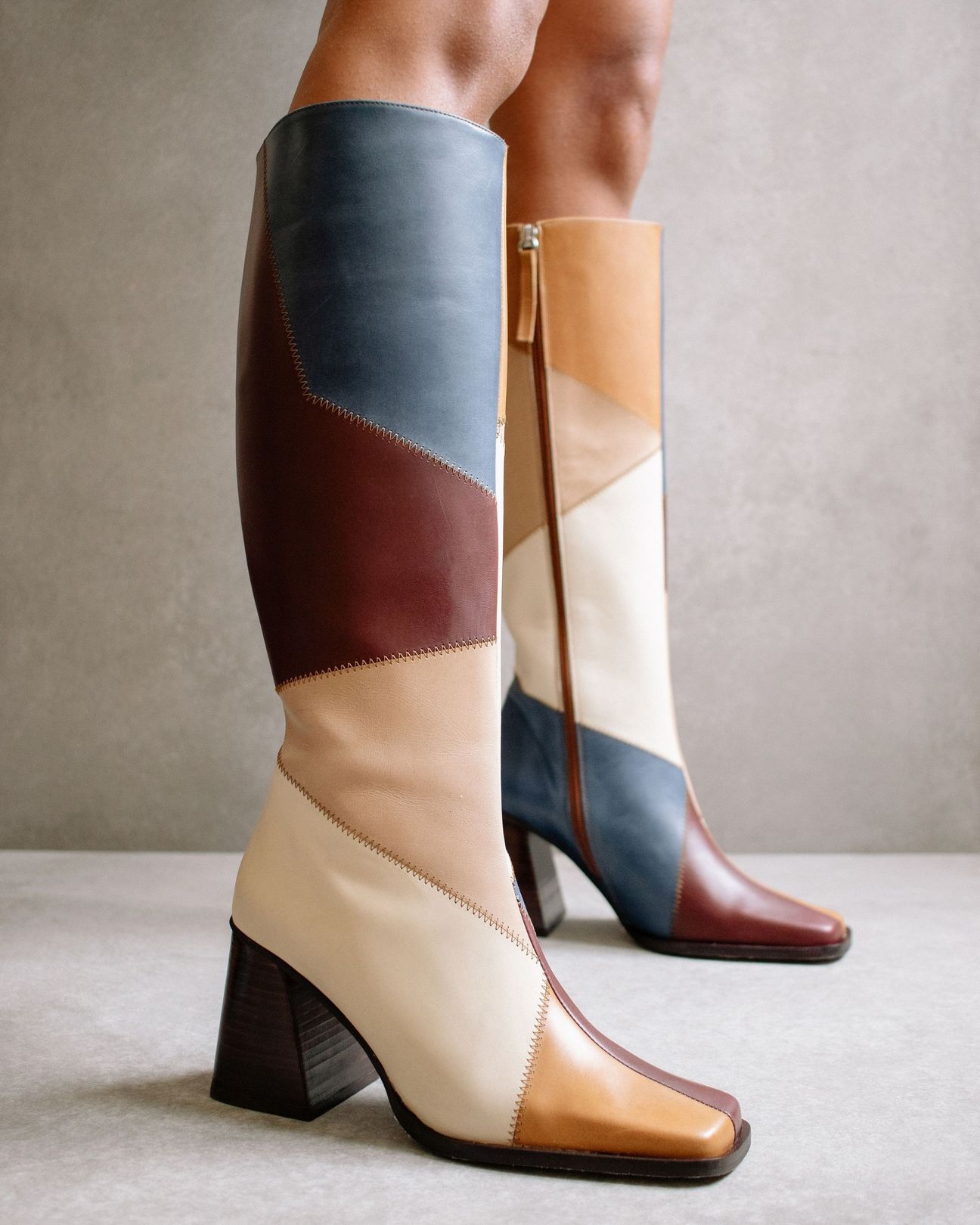 Alohas North Blue Geometric Patchwork Boots - Prints | Garmentory