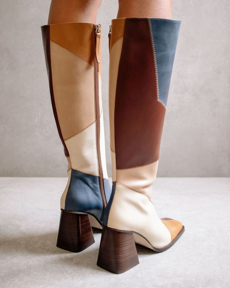 Alohas North Blue Geometric Patchwork Boots - Prints | Garmentory