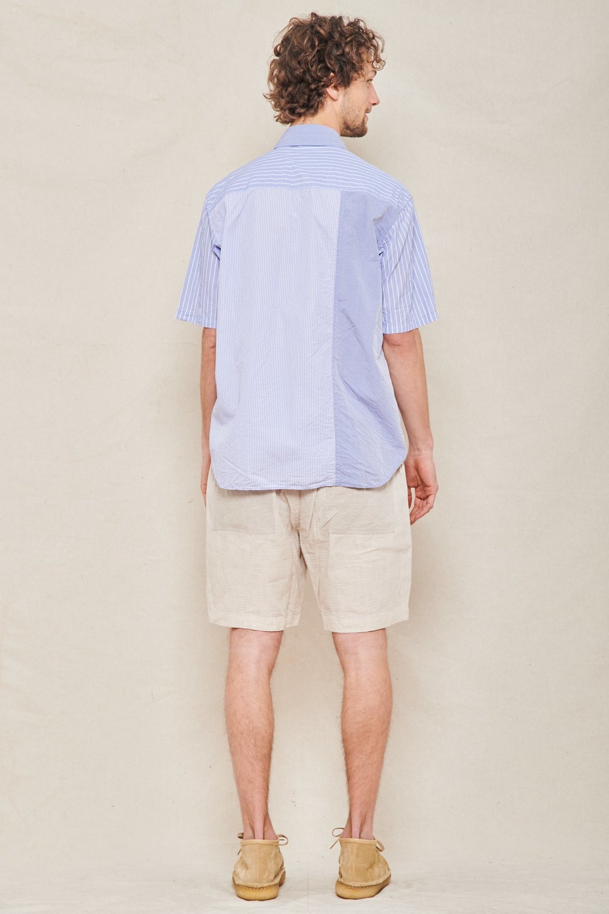 Sage de Cret Patchwork Short Sleeve Shirt - blue | Garmentory