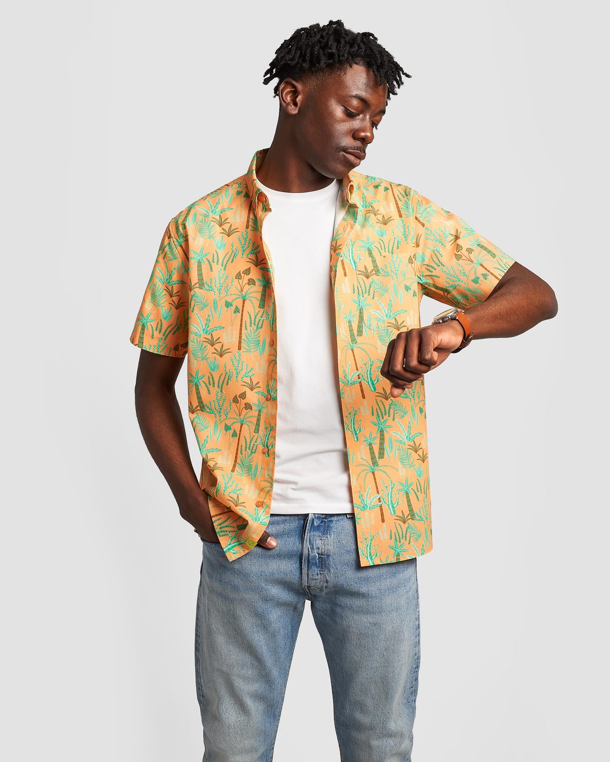 Poplin & Co. Desert Plants Button Down Short Sleeve Shirt | Garmentory