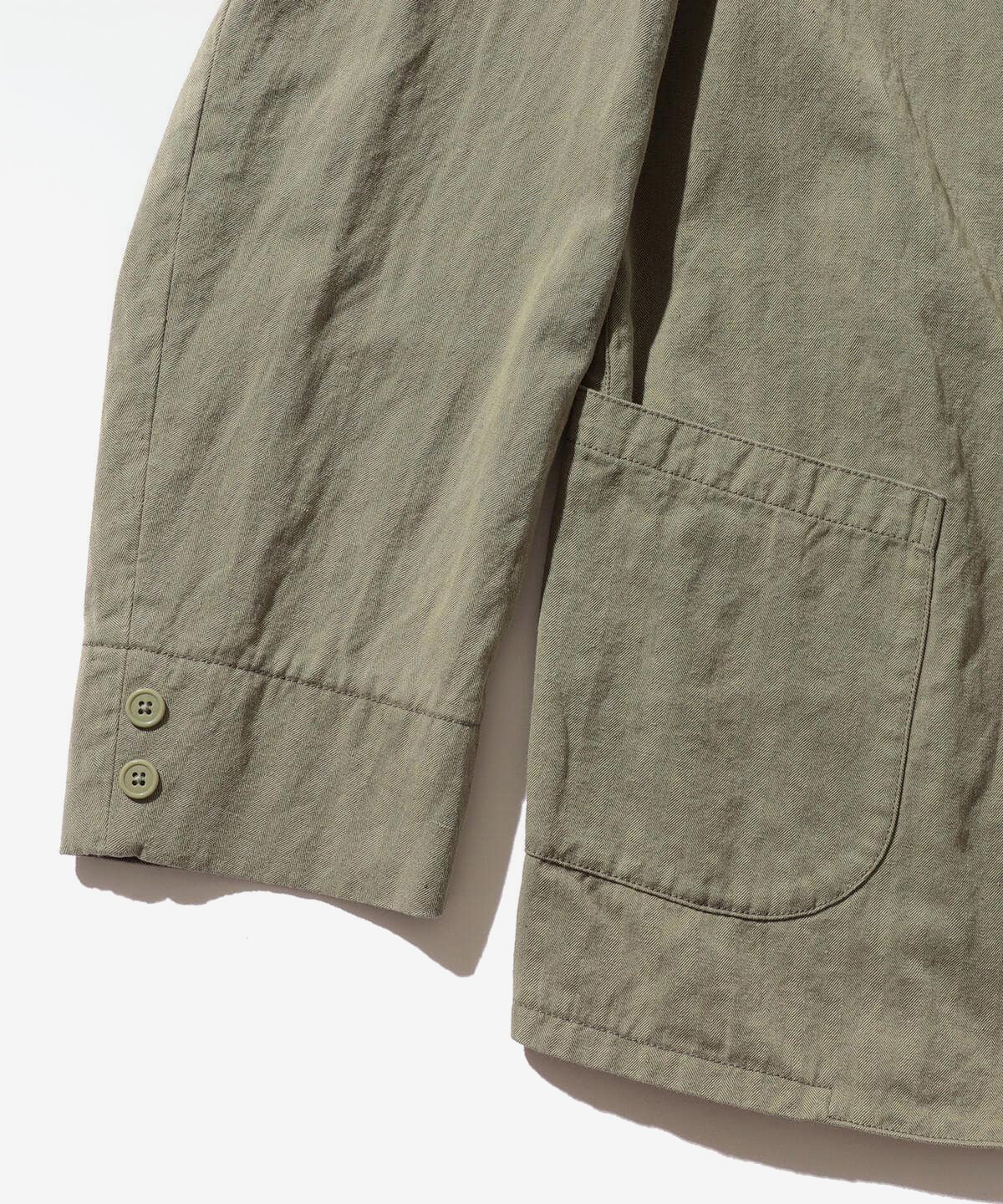 Beams Plus cotton/linen herringbone Work Jacket - Olive | Garmentory