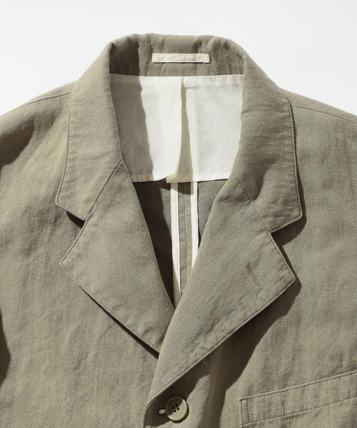 Beams Plus cotton/linen herringbone Work Jacket - Olive | Garmentory