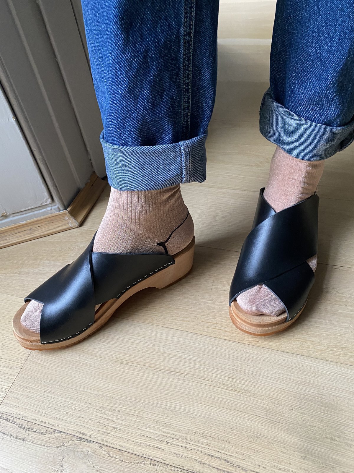 Tidy Street General Store Swedish Open Toe Clogs - Black | Garmentory