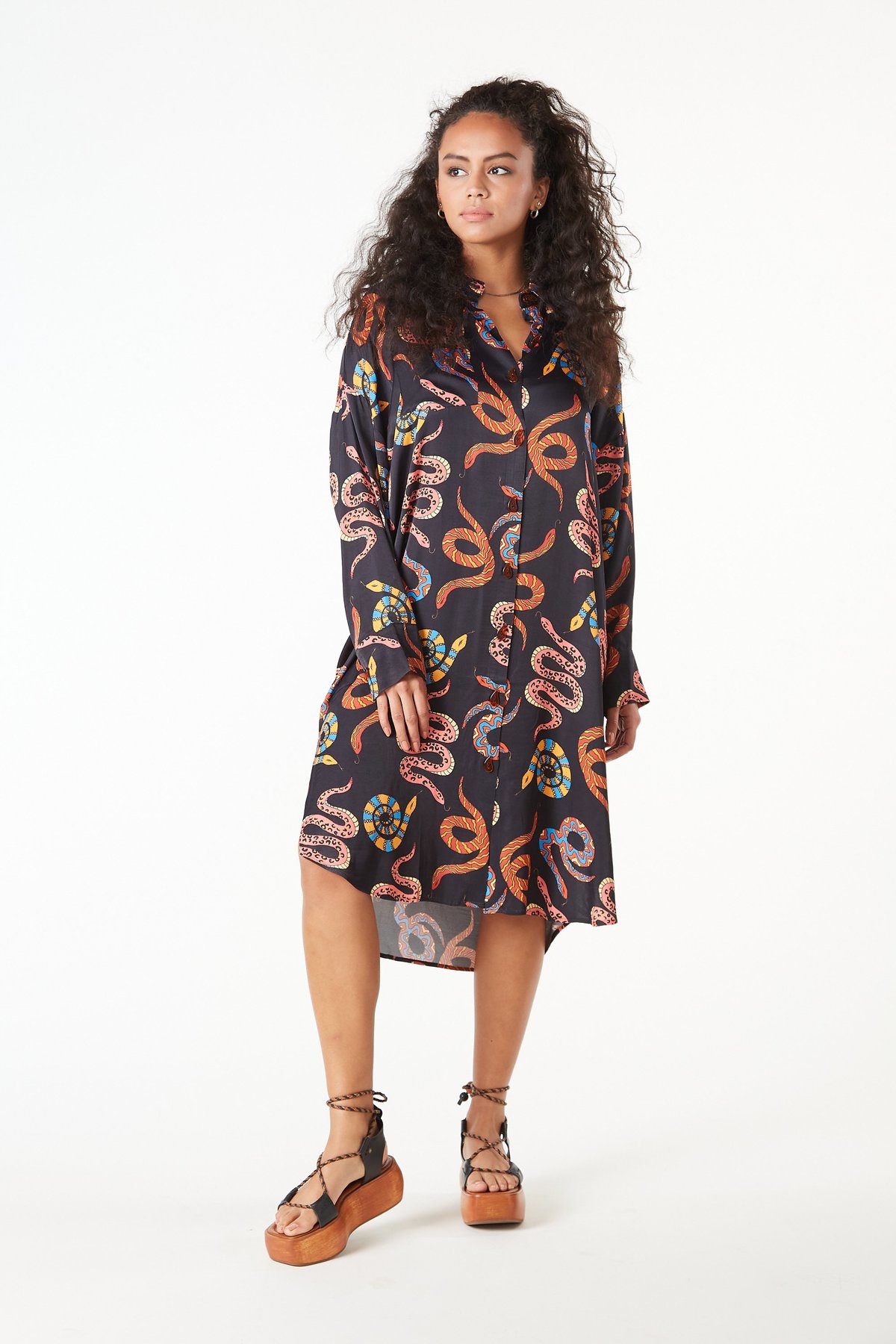 Farm Rio Maxi Shirt - Black Snakes | Garmentory