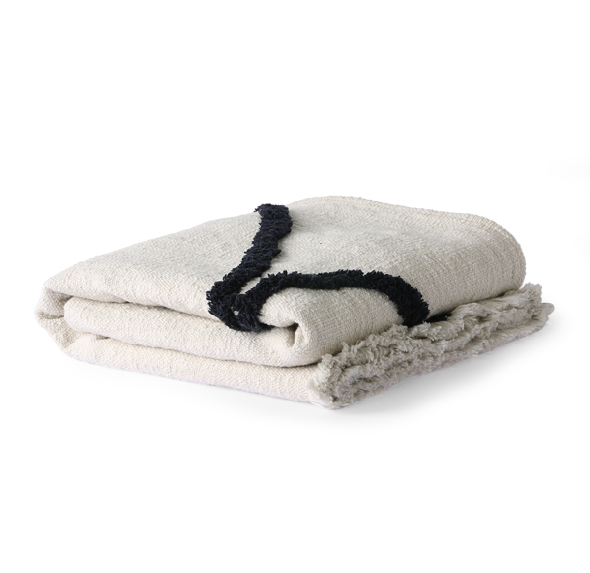 HKliving throw with tufted lines - White/black | Garmentory