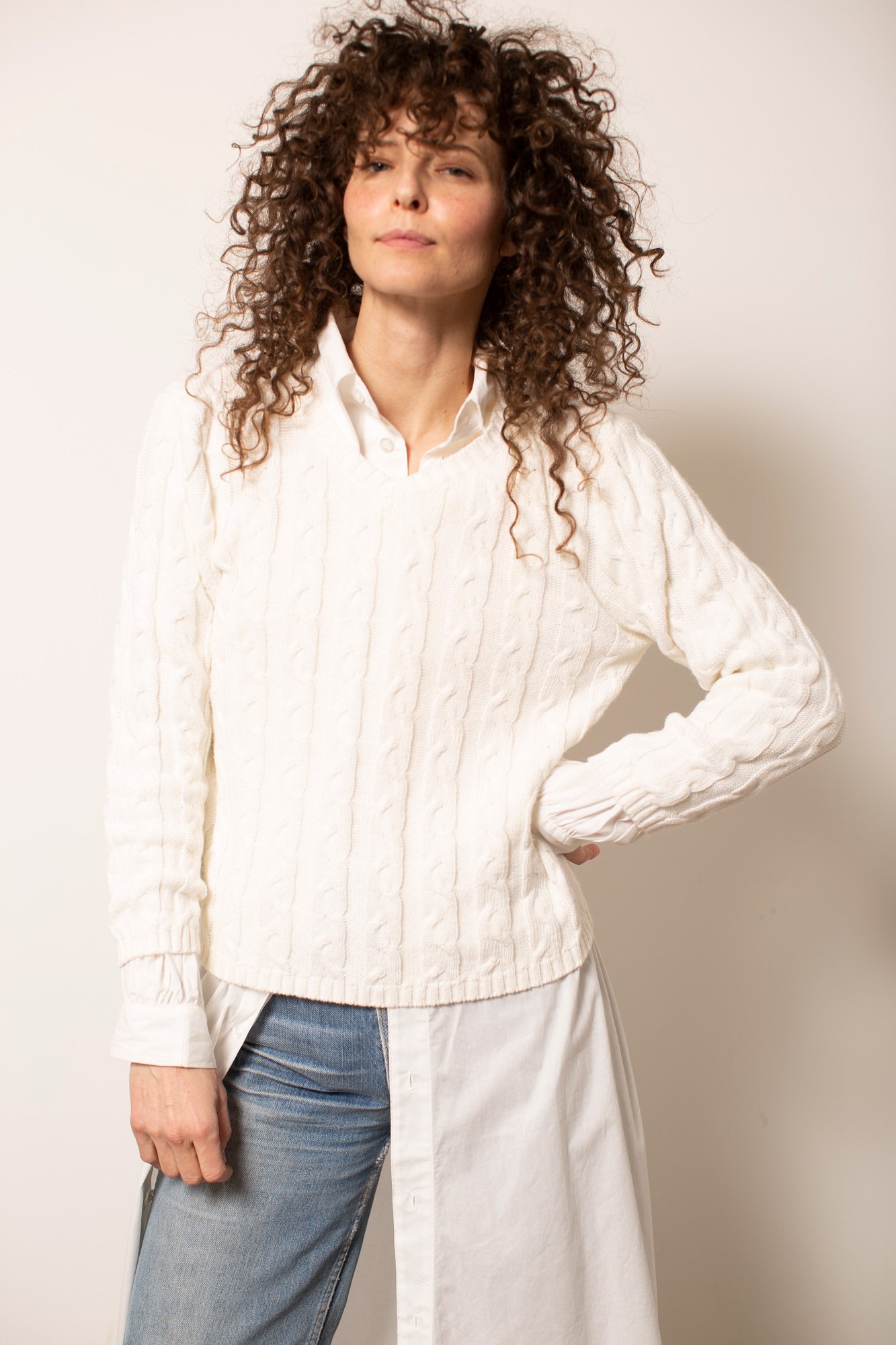Vintage Cable Knit Sweater - White | Garmentory