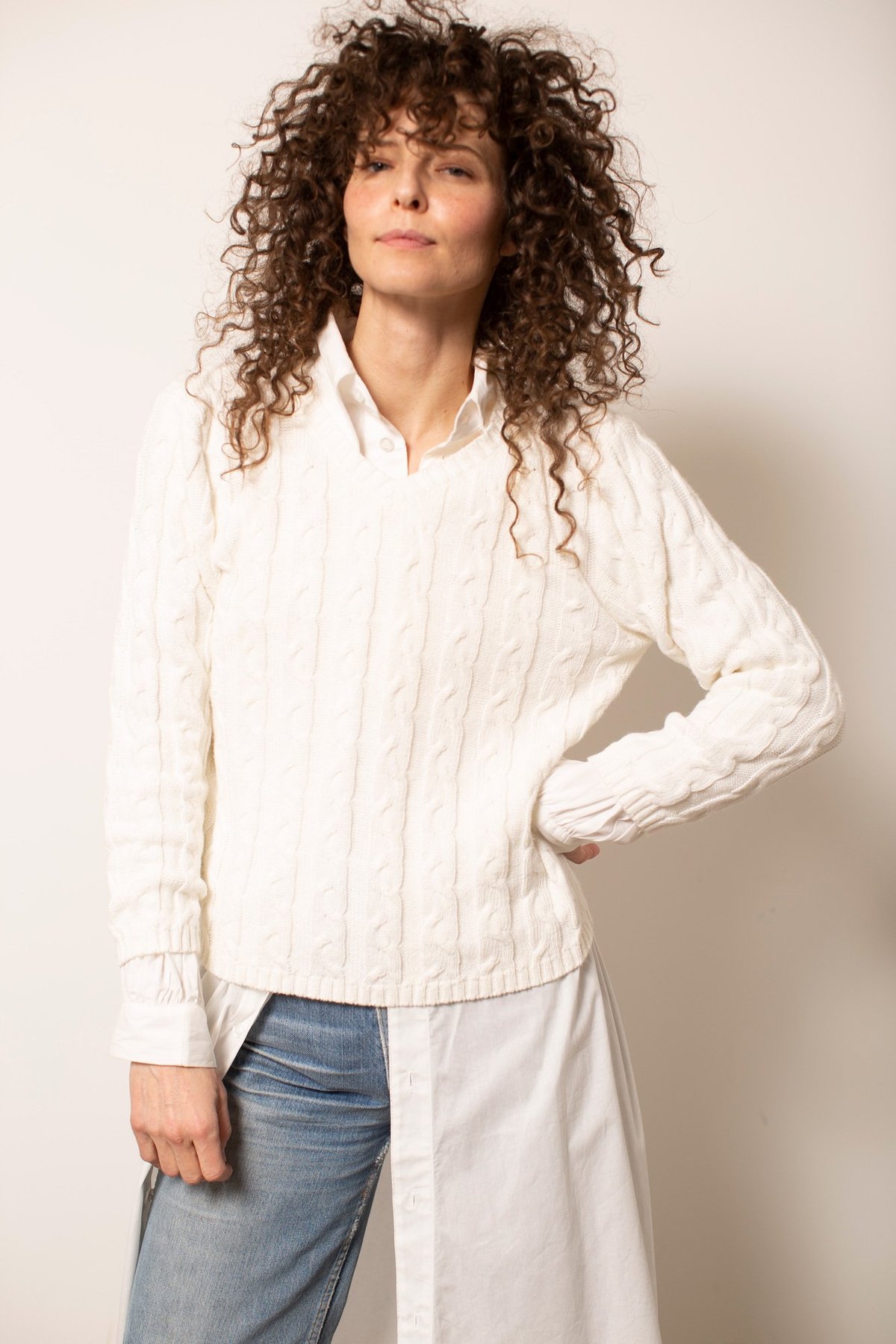 Vintage Cable Knit Sweater - White | Garmentory